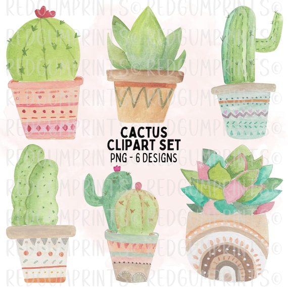 Cactus Clipart Cactus PNG Clip Art Water Color Cactus - Etsy