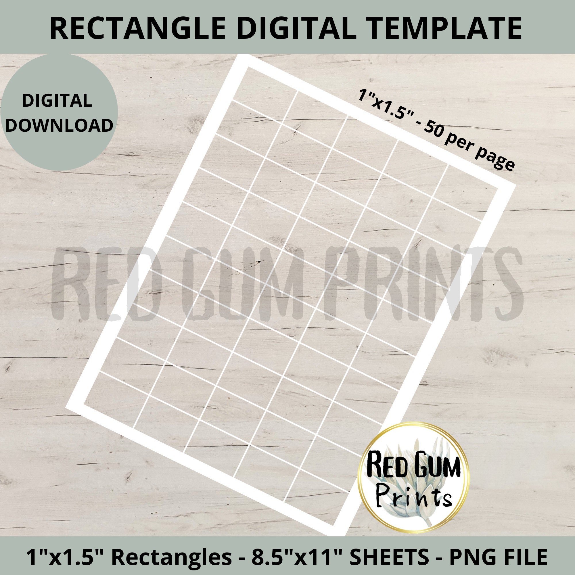 1x1.5 Rectangle Template Digital Download Label - Etsy