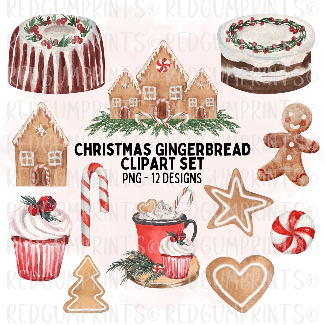 Christmas Gingerbread Clipart, Gingerbread House, PNG, Clip Art Set ...