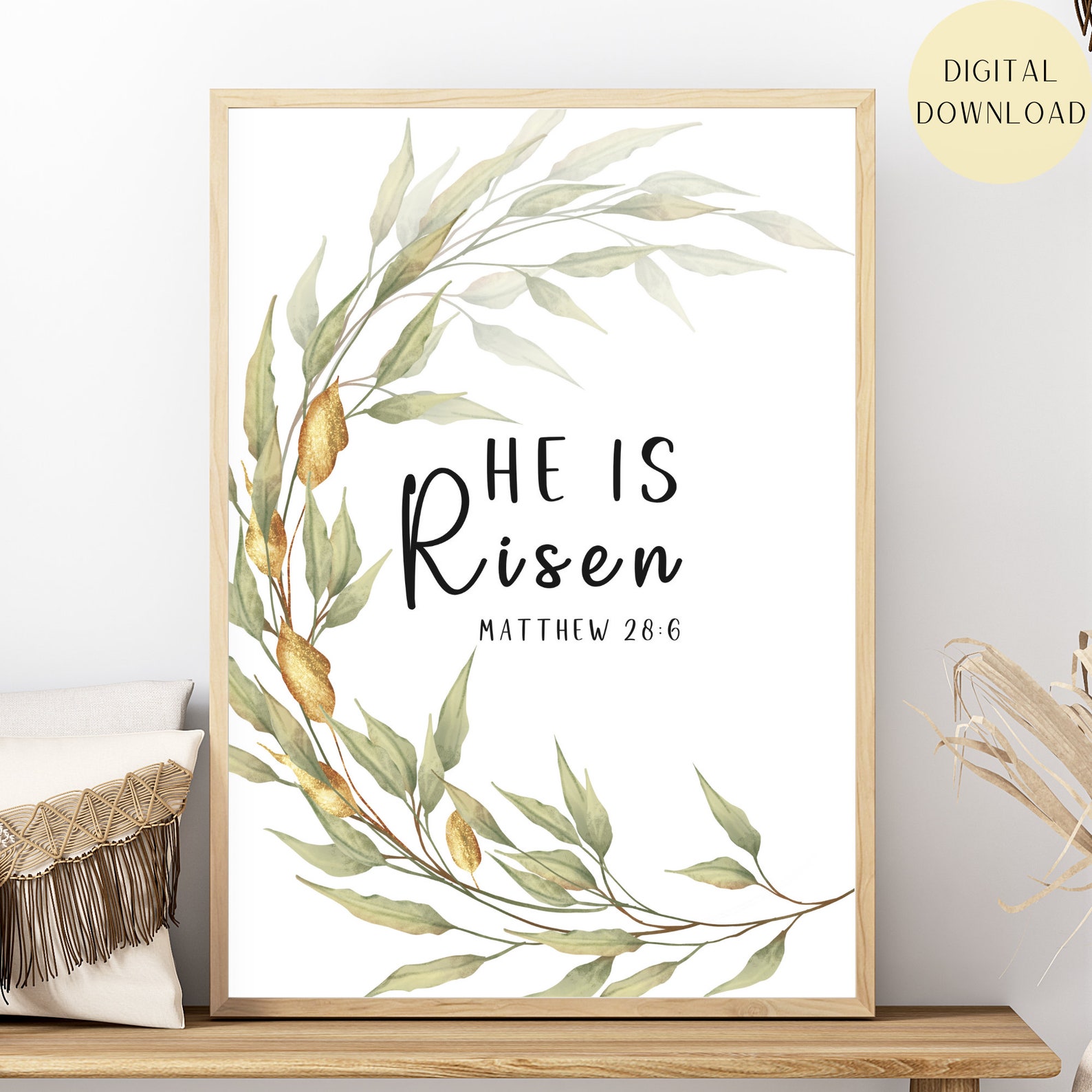 He is Risen Matthew 28:6 Easter Printable Wall Art Easter - Etsy