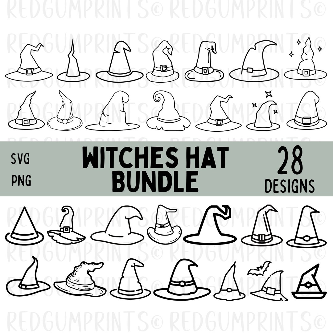 Witches Hat SVG Bundle, Hat SVG, Witchcraft Svg, Halloween Svg, Witch ...