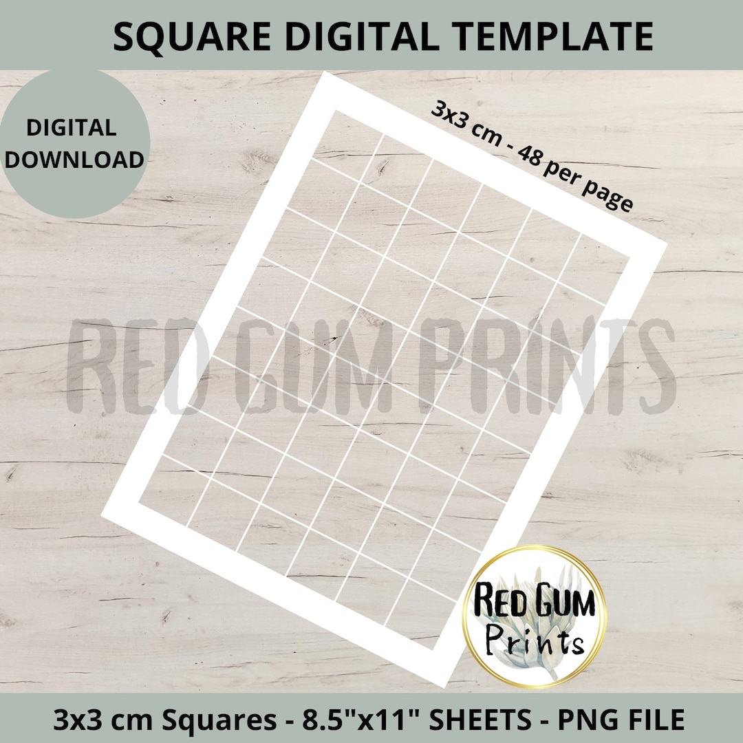 3cm Square Template, Digital Download, Label Sticker Template, Design ...