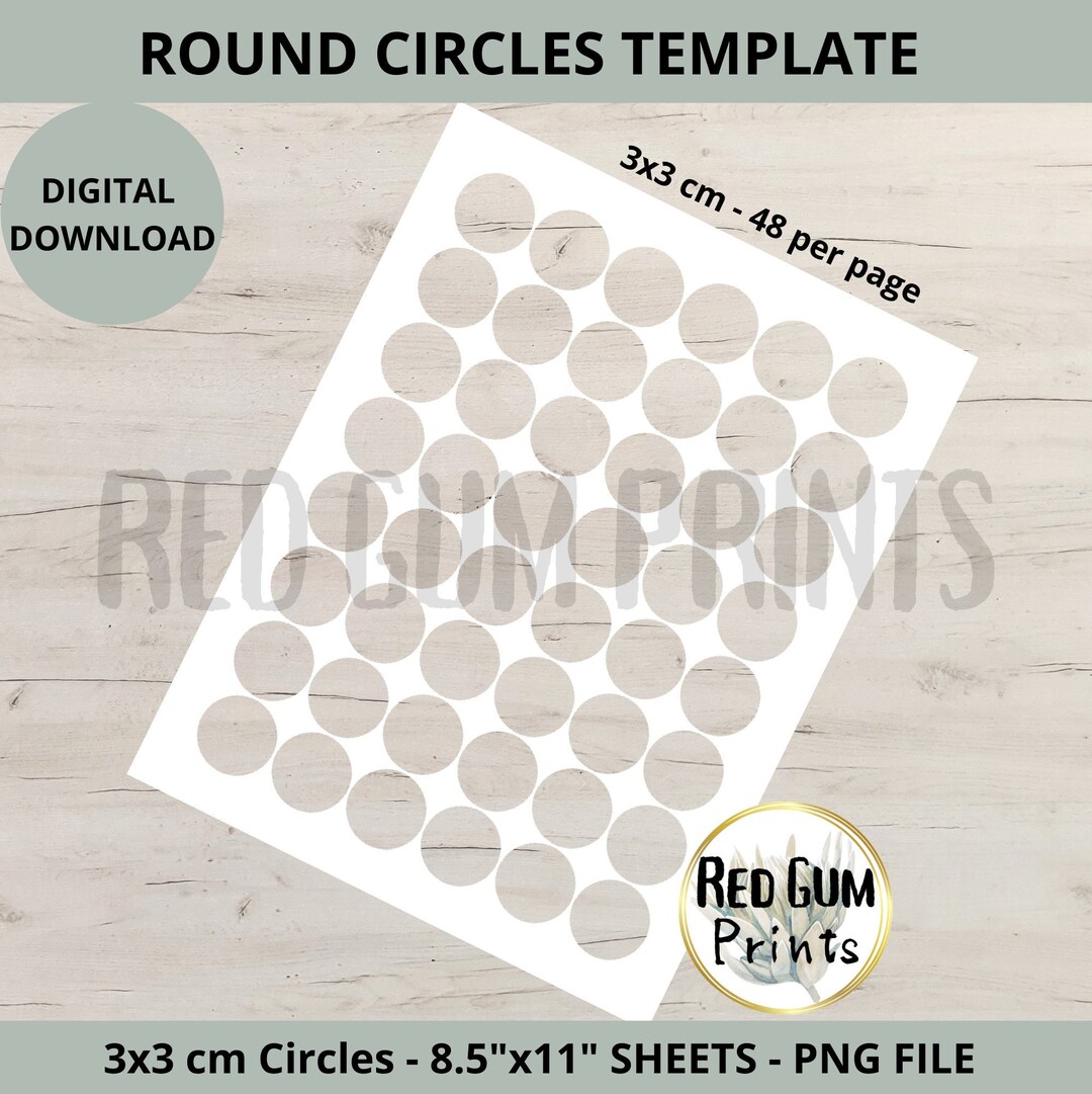 3cm Round Circles Template, Digital Download, Label Sticker Template ...
