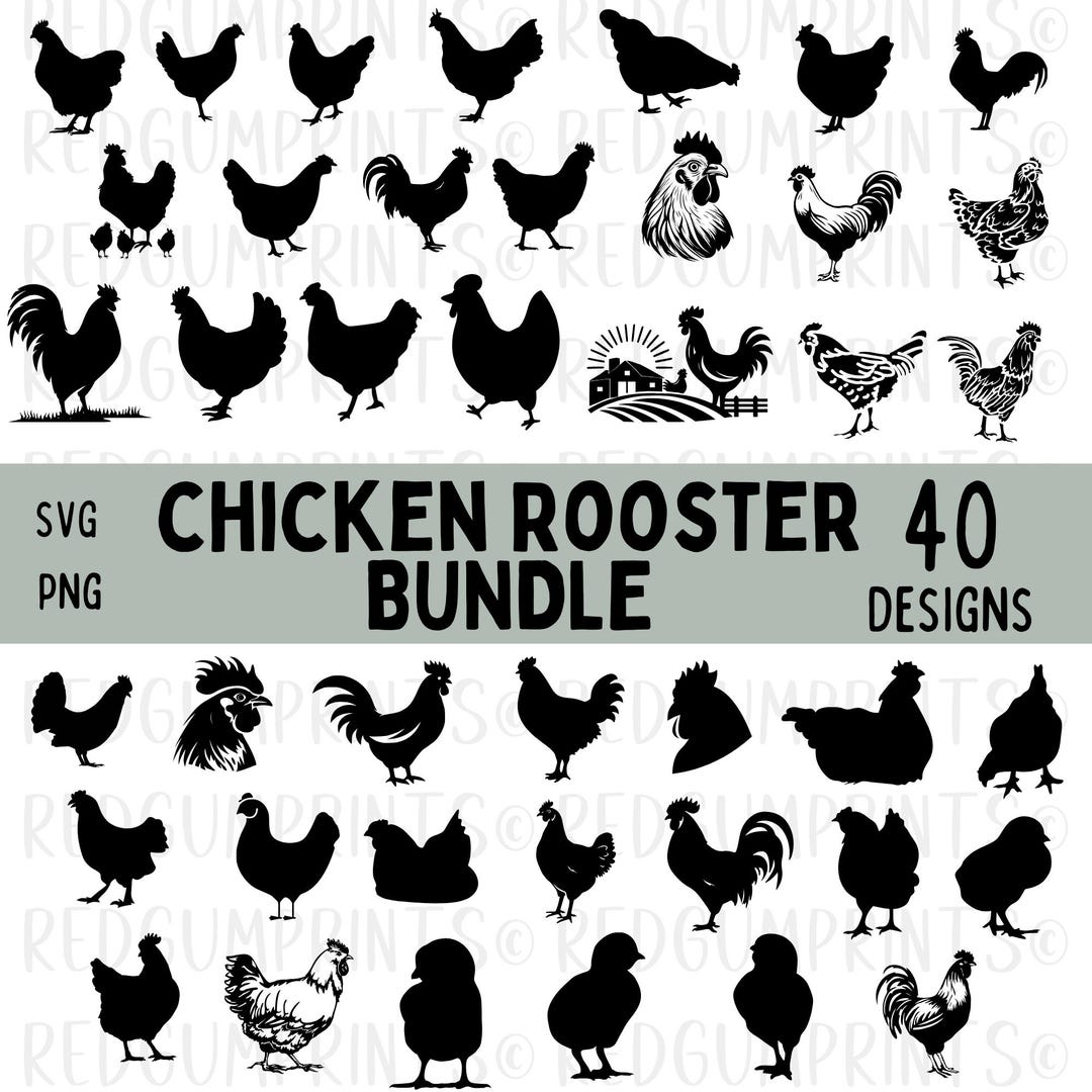 Chicken SVG Bundle, Chicken SVG, Rooster Svg, Hen Svg, Farm Animal SVG ...