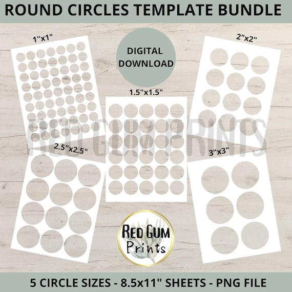 5 Sizes Round Circles Template Bundle Digital Download Label | Etsy