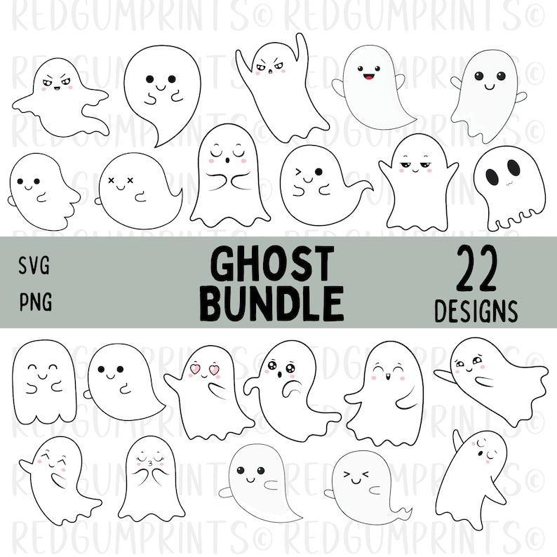 Ghost SVG Bundle, Ghost SVG, Spooky Svg, Halloween Svg, Cute Chost SVG ...