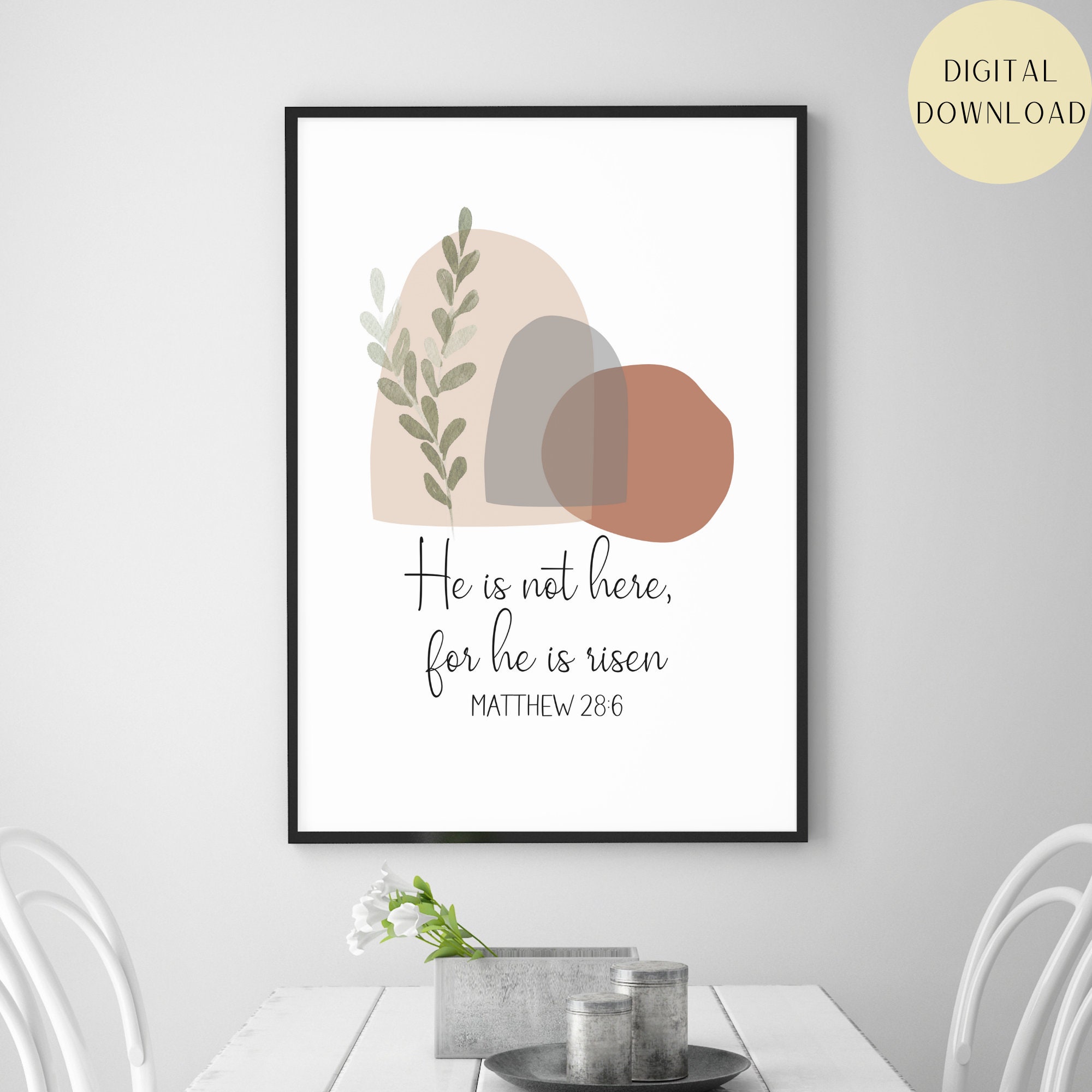 He is Risen Print Matthew 28:6 Digital Download Bible - Etsy