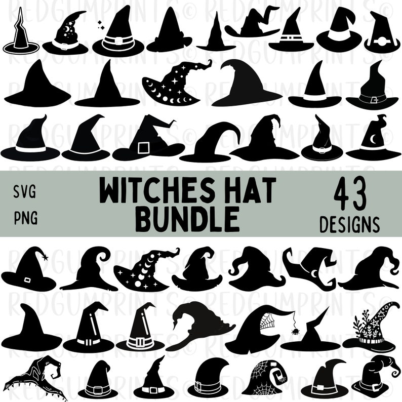 Witches Hat SVG Bundle, Hat SVG, Witchcraft Svg, Halloween Svg, Witch SVG, Png, Svg Files for ...