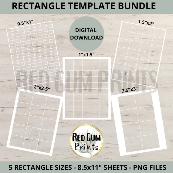 5 Sizes Rectangle Template Bundle Digital Download Label | Etsy