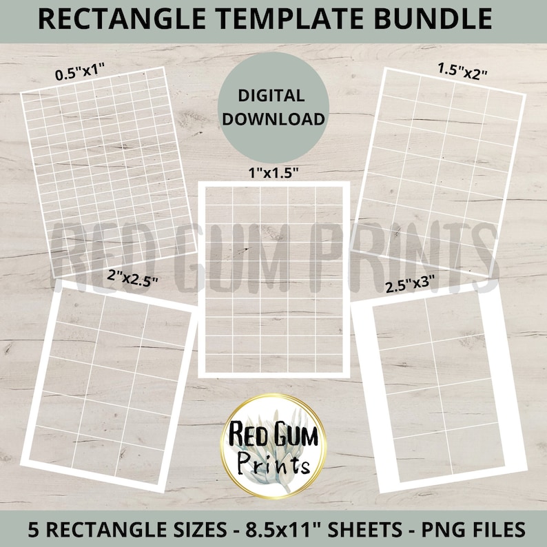 5 Sizes Rectangle Template Bundle Digital Download Label | Etsy