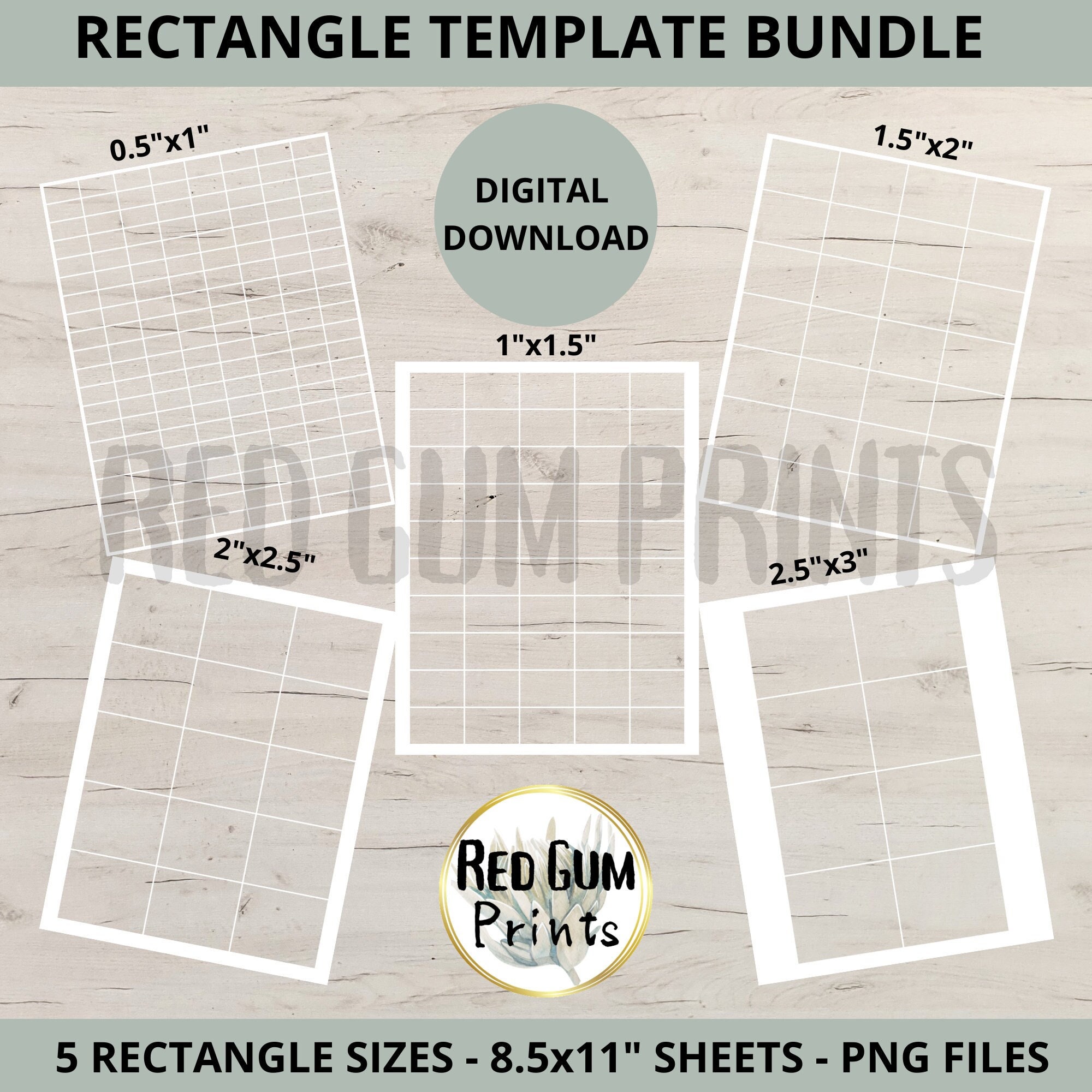 5 Sizes Rectangle Template Bundle Digital Download Label - Etsy