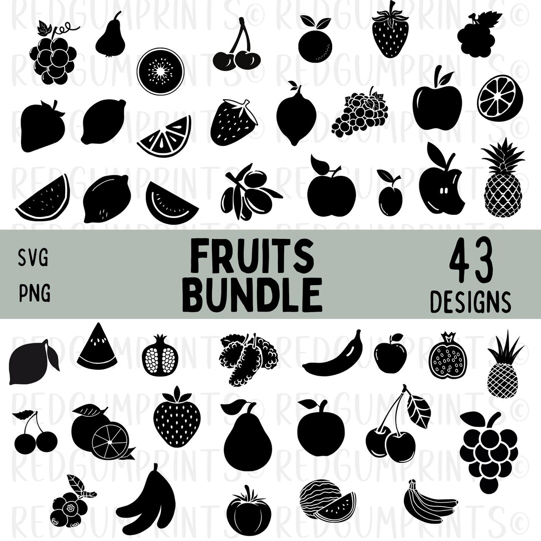 Fruit SVG Bundle, Fruit SVG, Fresh Fruit Svg, Apple Svg, Banana SVG ...