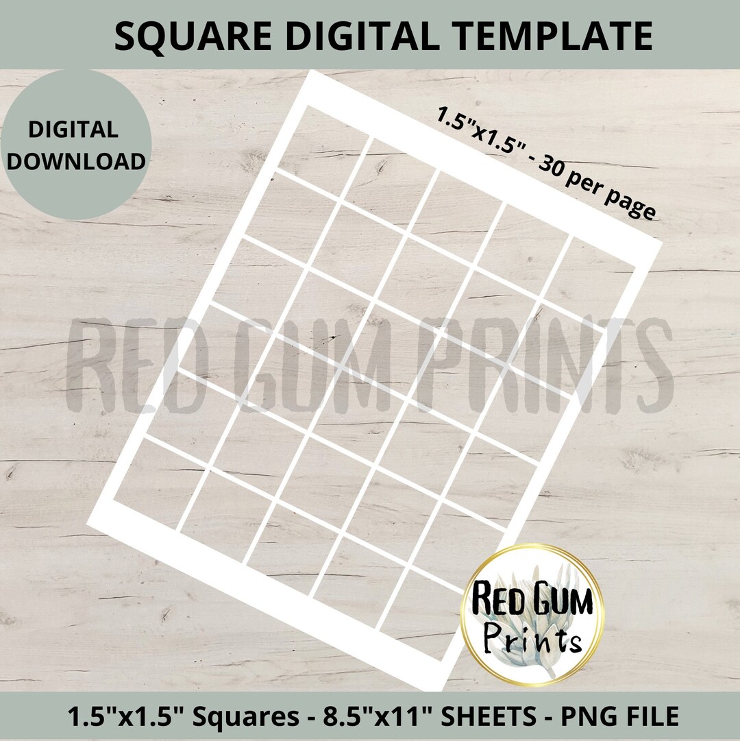 1.5" Square Template, Digital Download, Label Sticker Template, Design ...