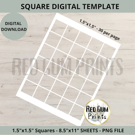 1.5 Square Template Digital Download Label Sticker - Etsy