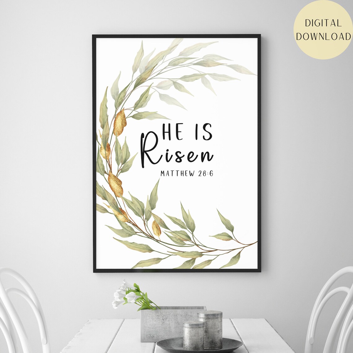 He is Risen Matthew 28:6 Easter Printable Wall Art Easter - Etsy