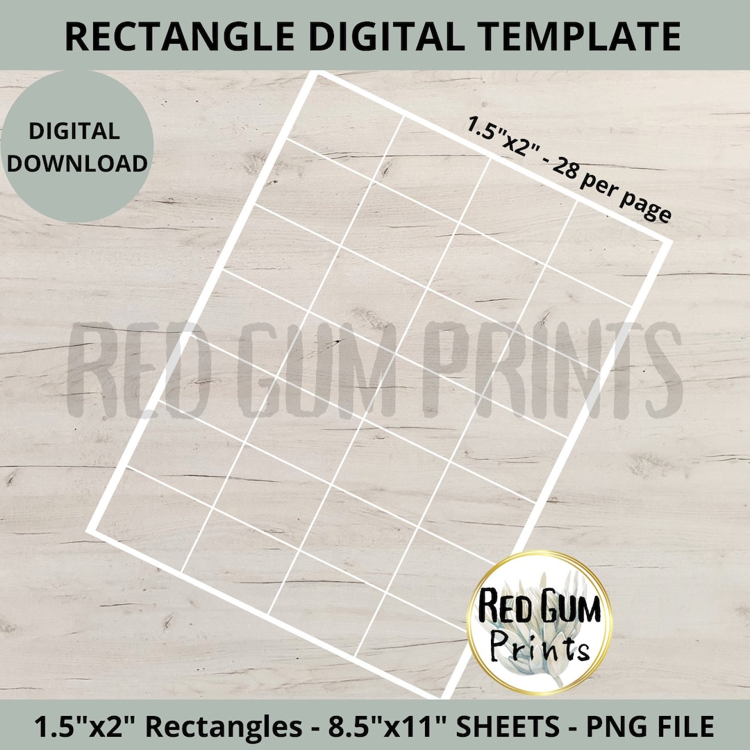 1.5"x2" Rectangle Template, Digital Download, Label Sticker Template ...