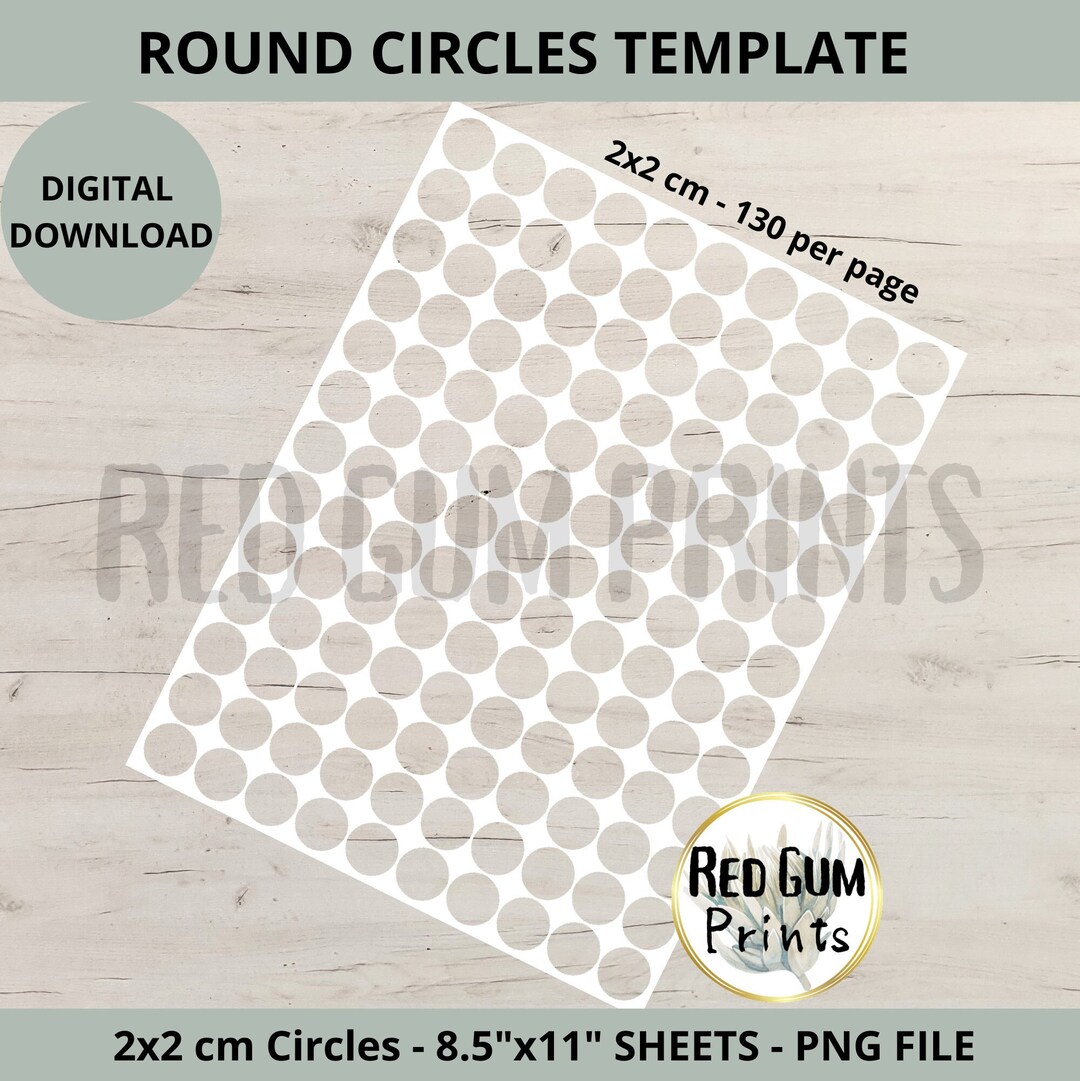 2cm Round Circles Template, Digital Download, Label Sticker Template ...
