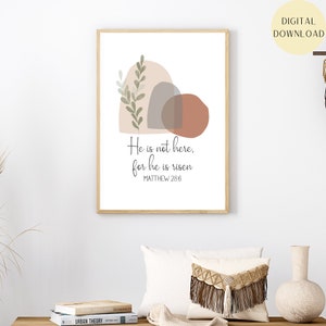 He is Risen Print, Matthew 28:6, Digital Download, Bible Quote ...