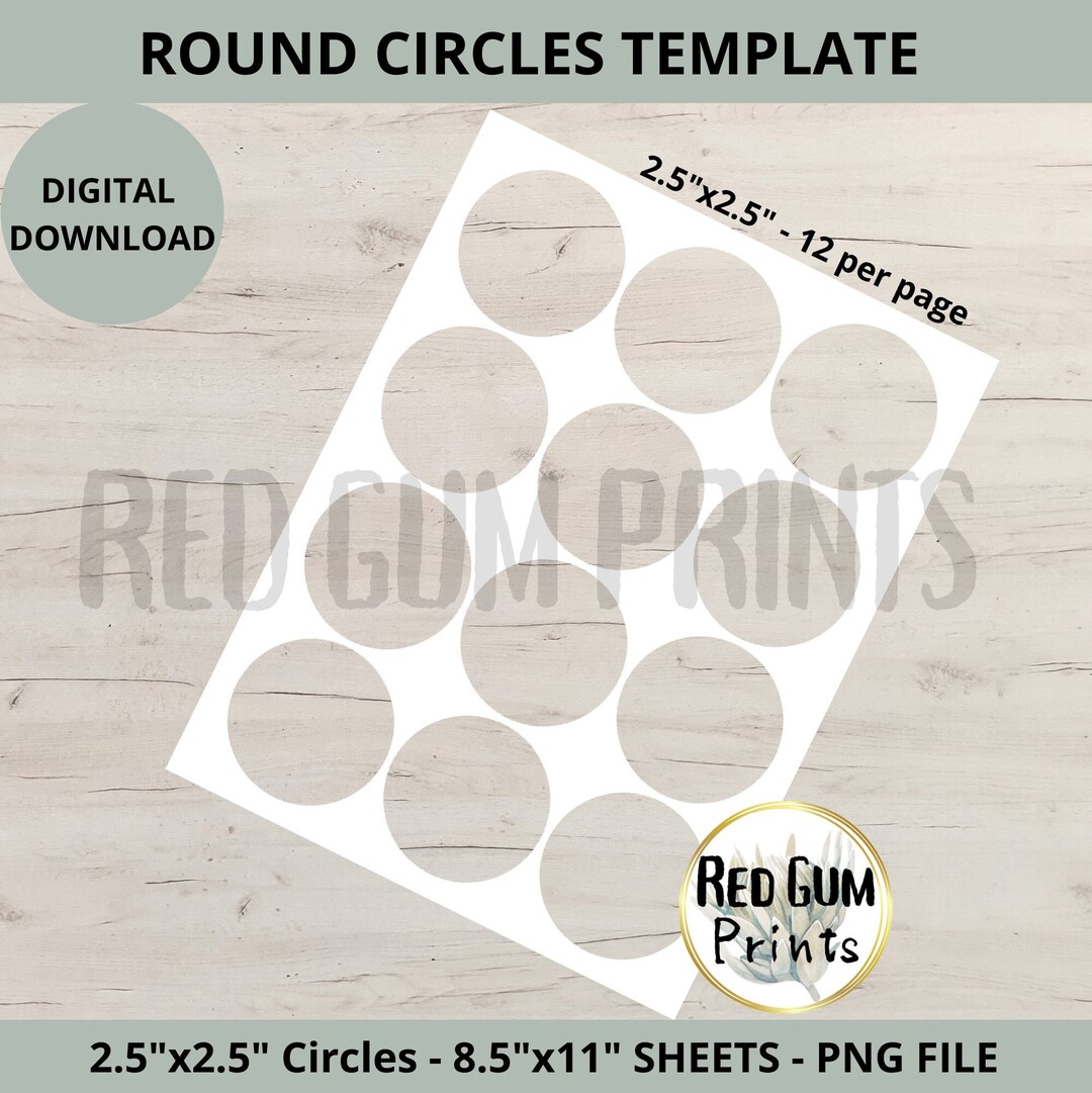 2.5" Round Circles Template, Digital Download, Label Sticker Template ...