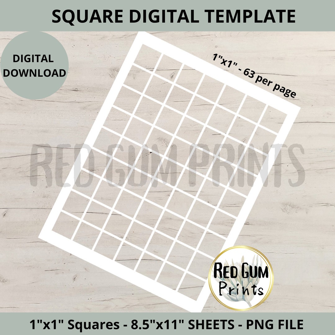 1" Square Template, Digital Download, Label Sticker Template, Design ...