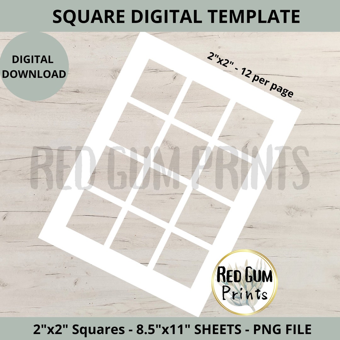 2" Square Template, Digital Download, Label Sticker Template, Design ...