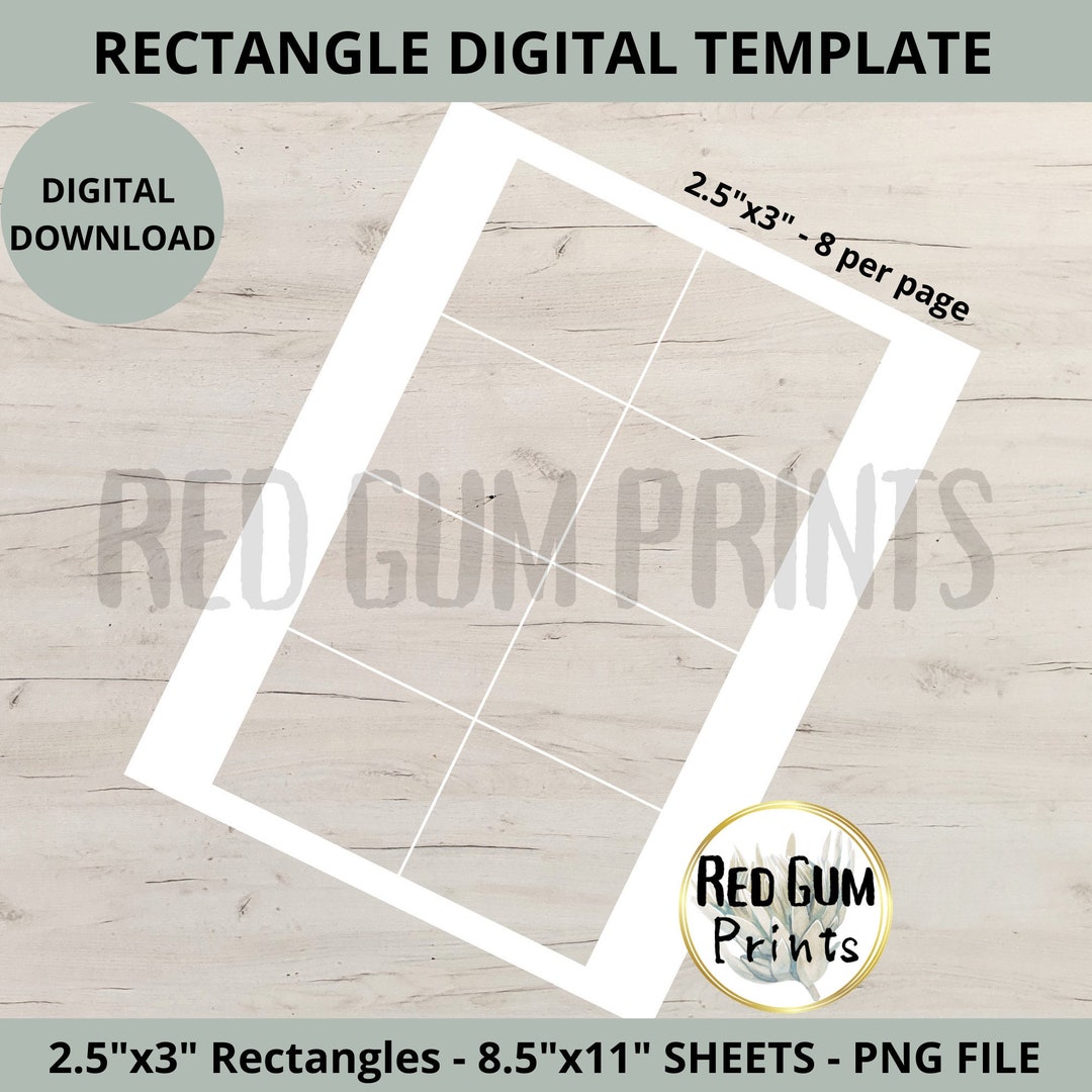 2.5"x3" Rectangle Template, Digital Download, Label Sticker Template ...