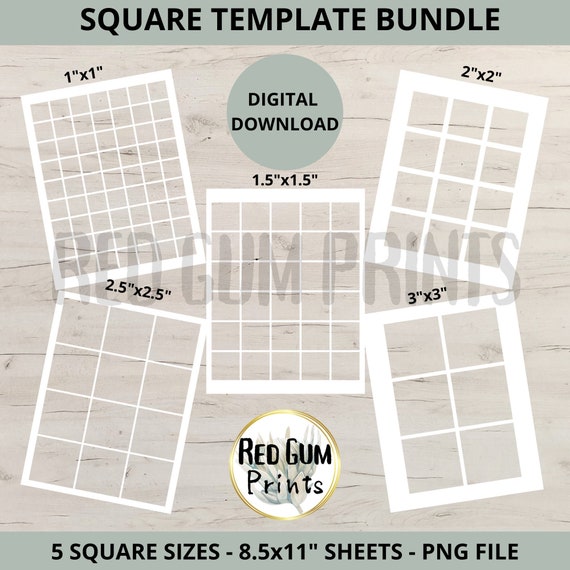 5 Sizes Square Template Bundle Digital Download Label - Etsy