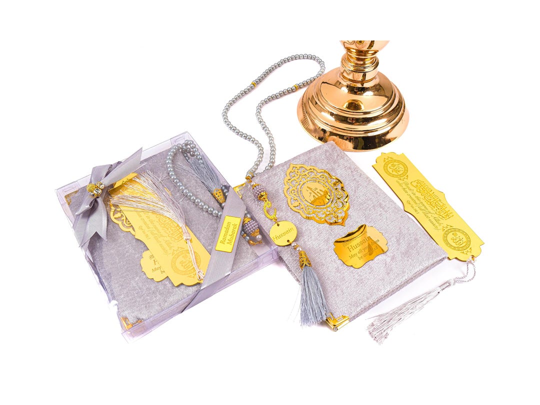 Personalized Velvet Dua Book Bookmark Tasbeeh Gift Set | Ramadan Eid ...