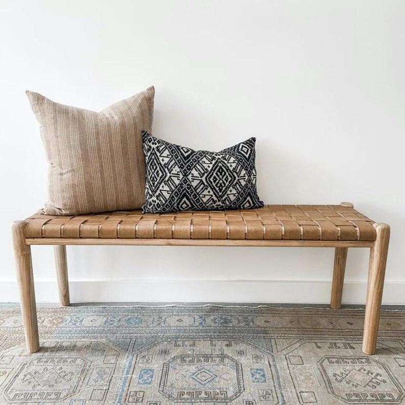 Woven Natural Leather Strap Bench Saddle - Etsy