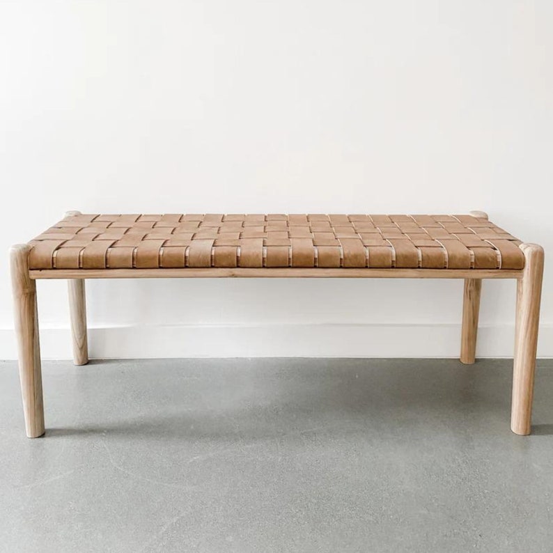 Woven Natural Leather Strap Bench Saddle - Etsy