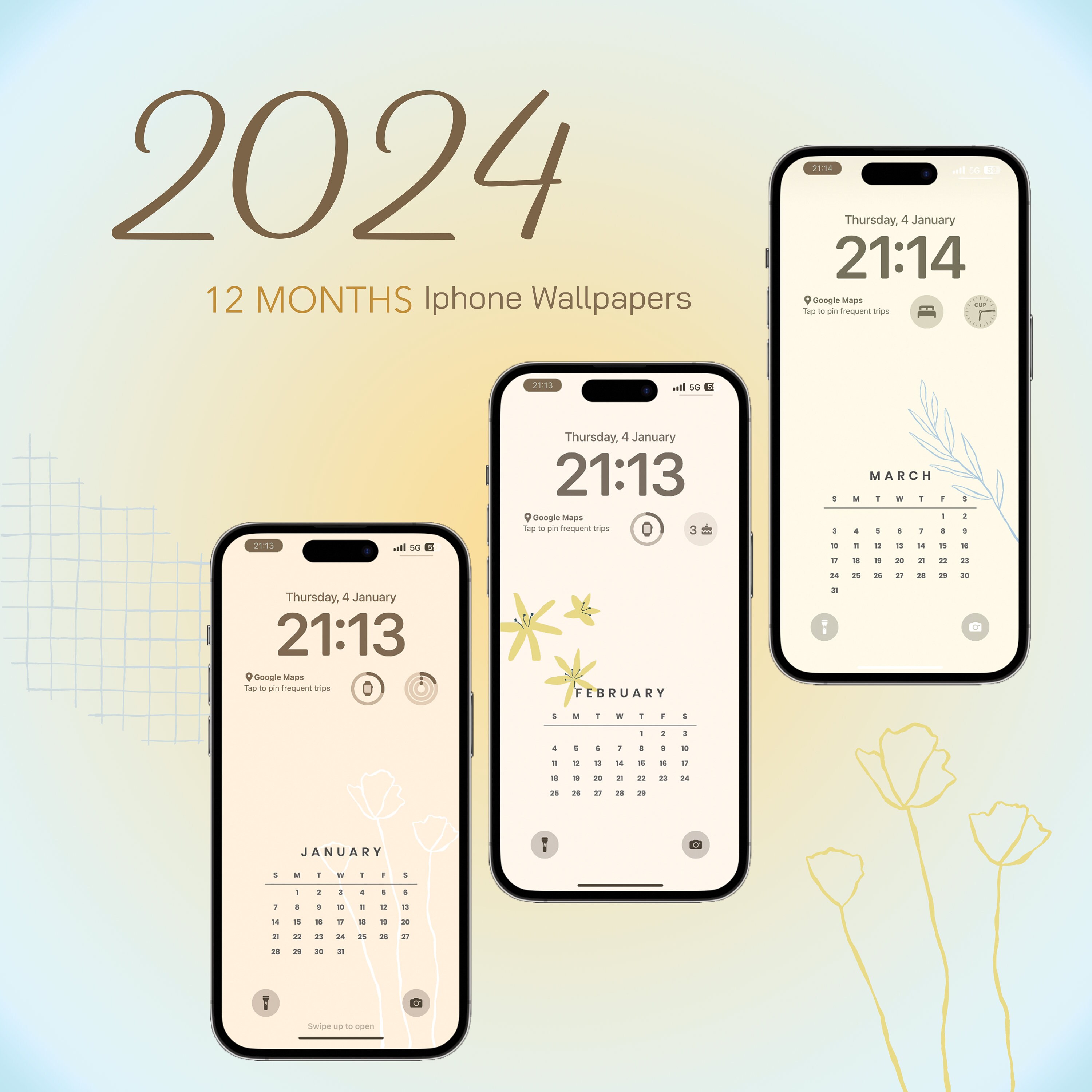 2024 iPhone WALLPAPERS Aesthetic , 12 Months Wallpapers , iPhone ...