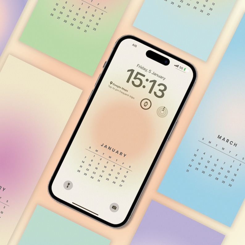 2024 Calendar AURA iPhone Wallpapers Aesthetic, Aesthetic Gradient ...