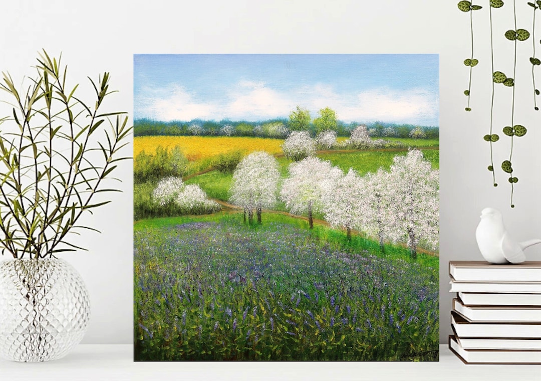 Spring Painting Original Oil Painting, Spring Landscape With Wildflower ...
