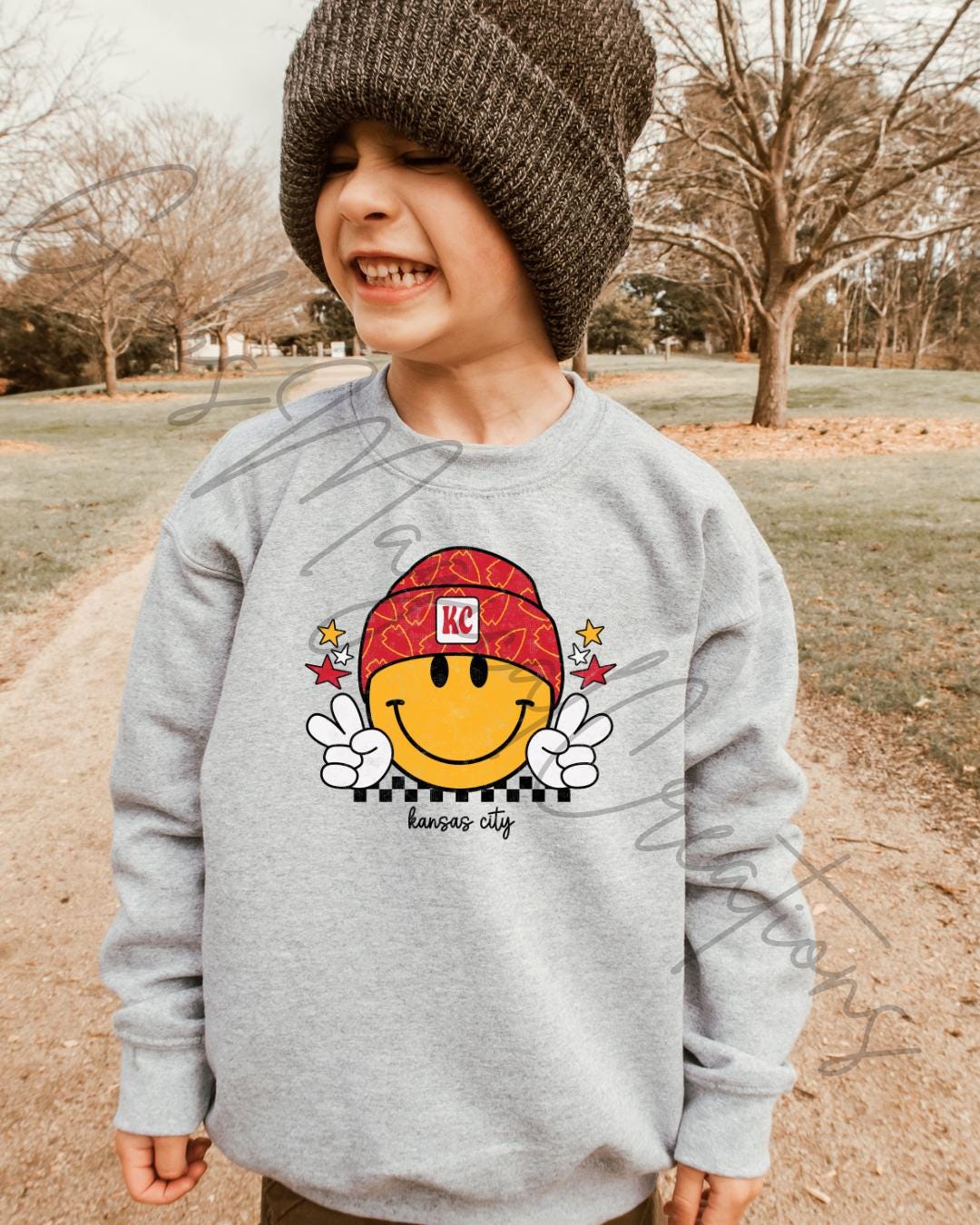 Toddler & Youth Smile Face Emoji Chiefs Kingdom Kansas City Football ...