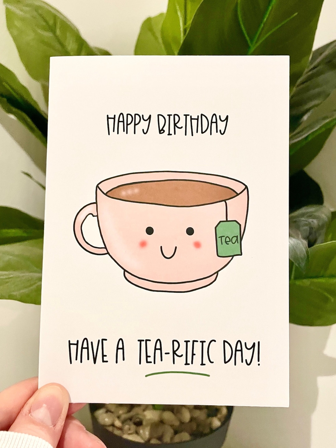 Happy Birthday Card Happy Birthday Tea Card Minimal Happy Birthday Card ...