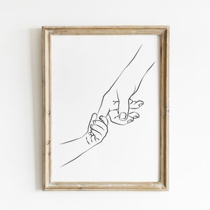 Father and Child Holding Hands Line Art, Family Line Art, Infant Hands ...