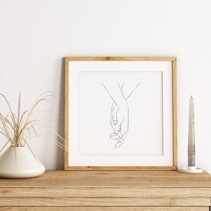 Minimal Line Art, Holding Hands Print, Lovers Gift, Line Art Print ...
