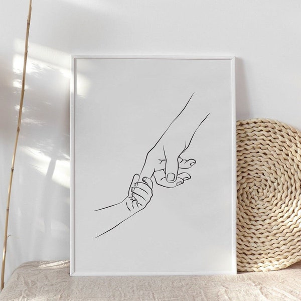 Parent and Child Holding Hands Line Art - Etsy