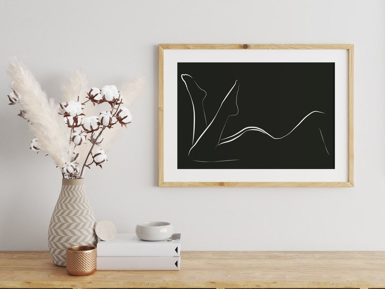 Female Body Outline Curvy Woman Body Contour Horizontal | Etsy