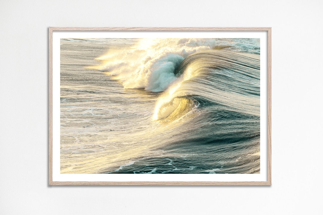 Ocean Waves Poster, Green Water Wall Art, Green Wave Coastal Wall Art ...