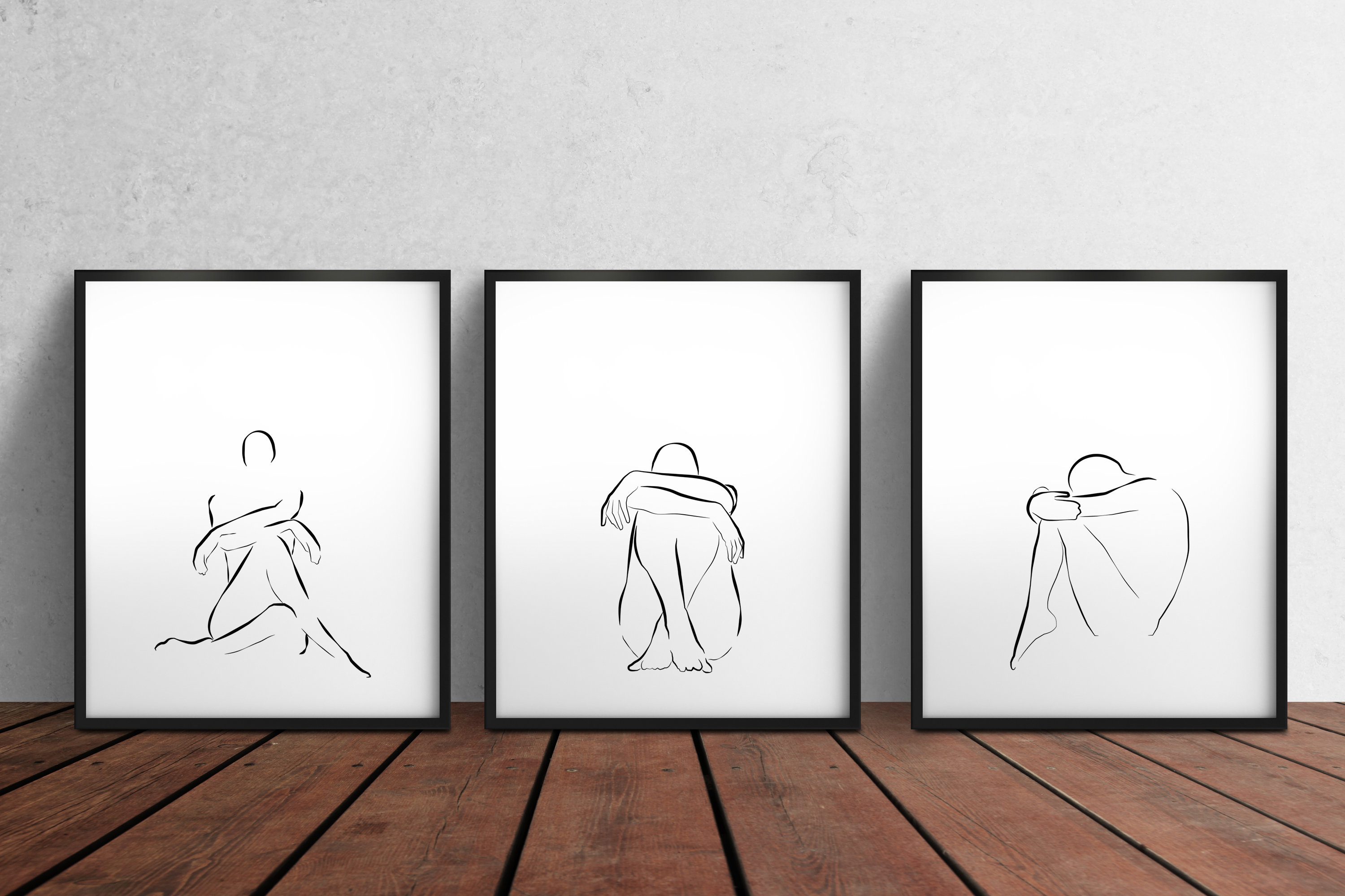 3 Piece Wall Art Line Art Printable Wall Art One Line Art - Etsy