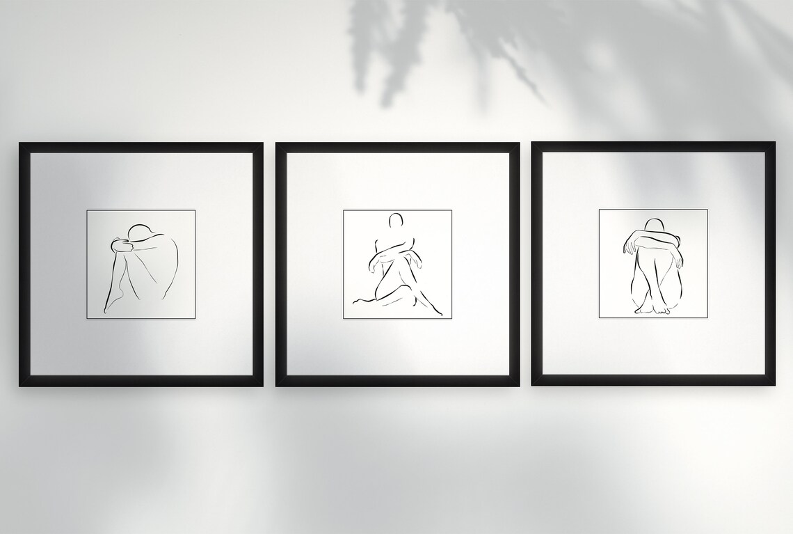 3 Piece Wall Art Line Art Printable Wall Art One Line Art - Etsy