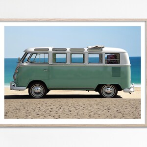 Green Van Print, Retro Car Wall Art, Mint Green Bus Poster, Sage Green ...