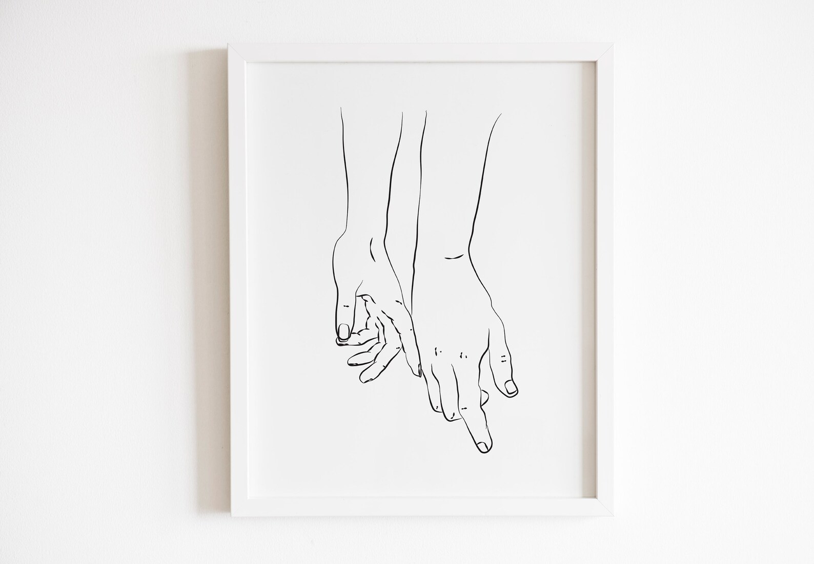 Two Hand Contour Drawing, Holding Hands Line Art, Modern Printable Wall ...