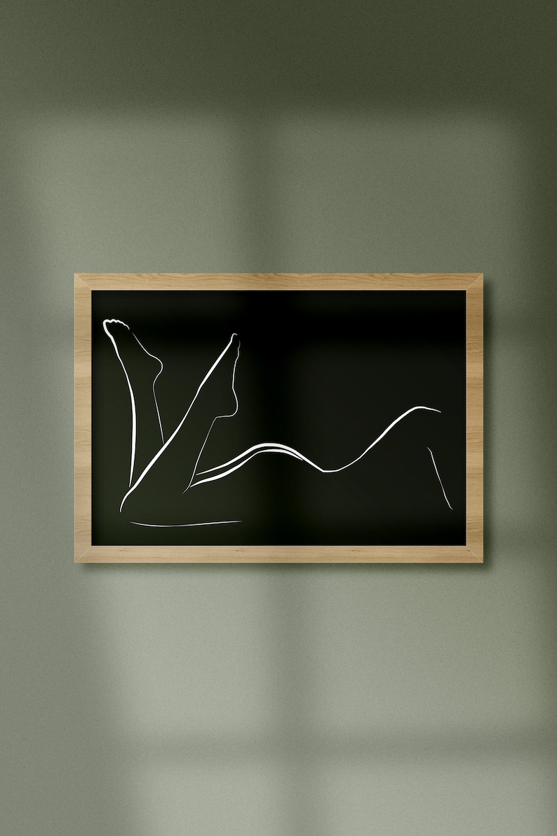 Female Body Outline Curvy Woman Body Contour Horizontal | Etsy