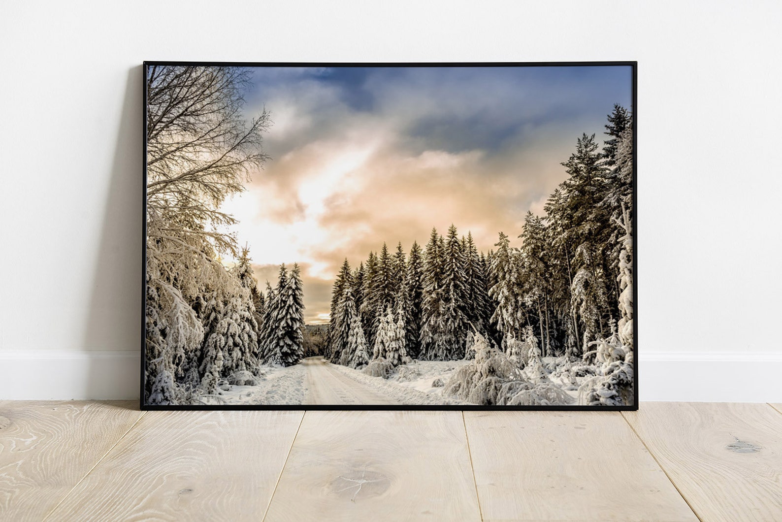 Snowy Forest Landscape Horizontal Printable Wall Art Snow - Etsy