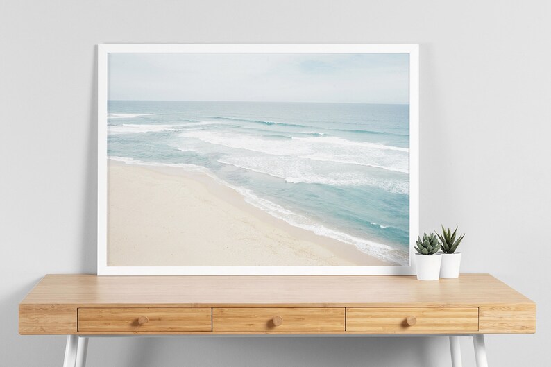 Neutral Coastal Beach Print, Soft Seascape Photo, Muted Neutral Beach ...
