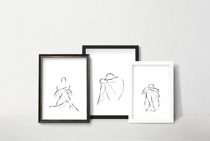 3 Piece Wall Art Line Art Printable Wall Art One Line Art - Etsy