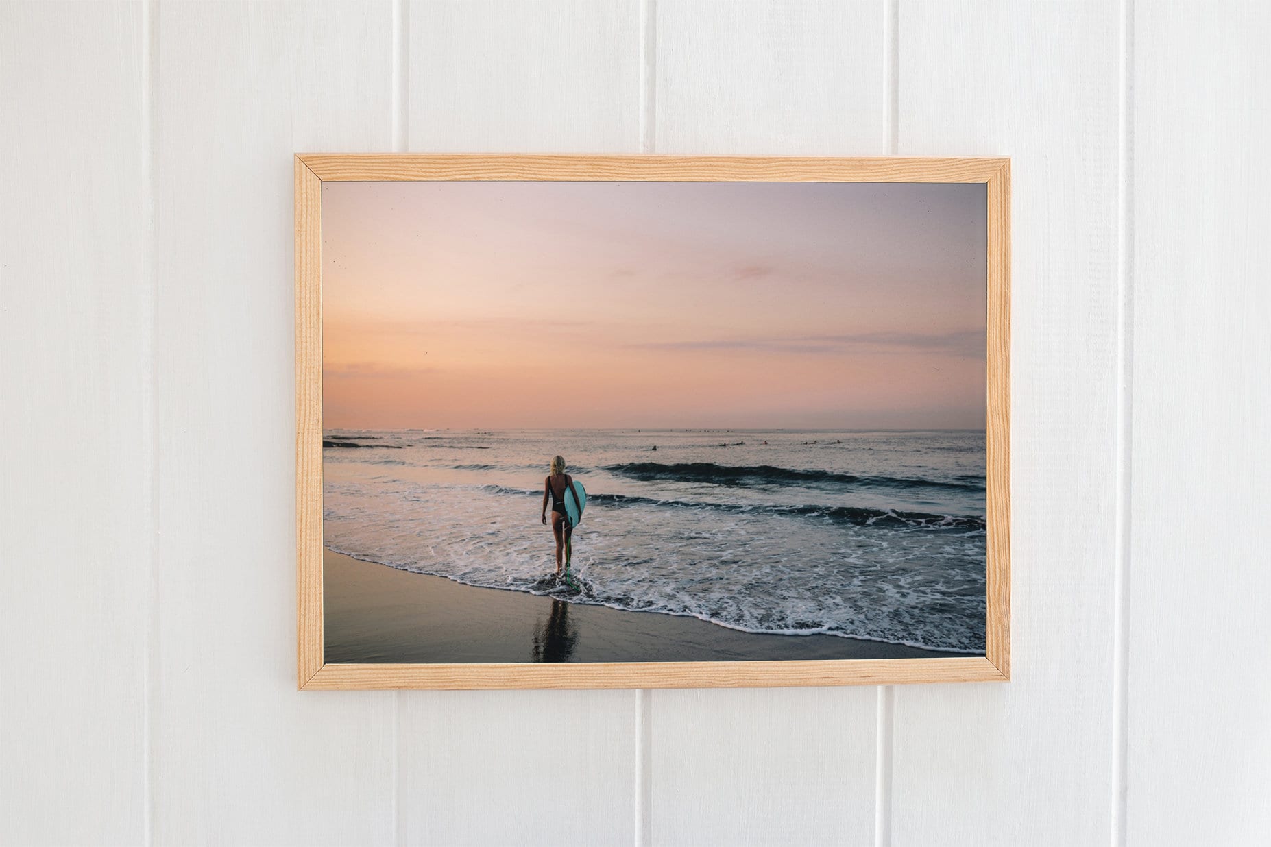 Surf Girl Print, Ocean Sunset Wall Art, Girl in Swimwear With Surfboard ...