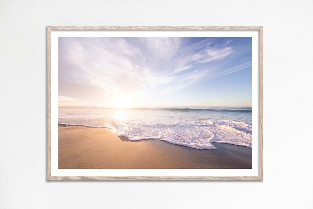 Beach Sunset Print, Landscape Beach Photography, Pastel Beach Wall Art ...